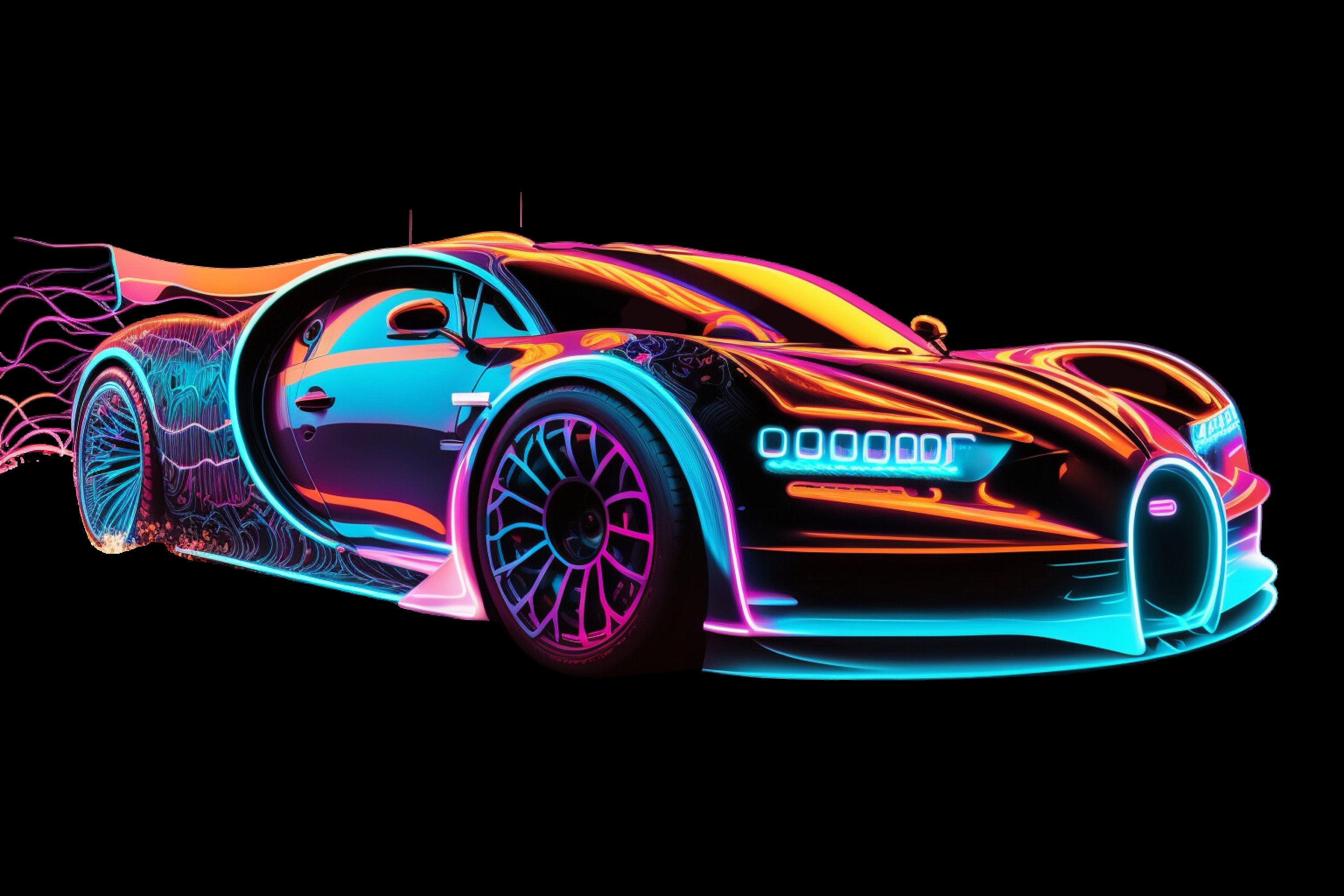 Bugatti Neon Style | Digital Downloads | Sports Car | Wall Art | Home ...