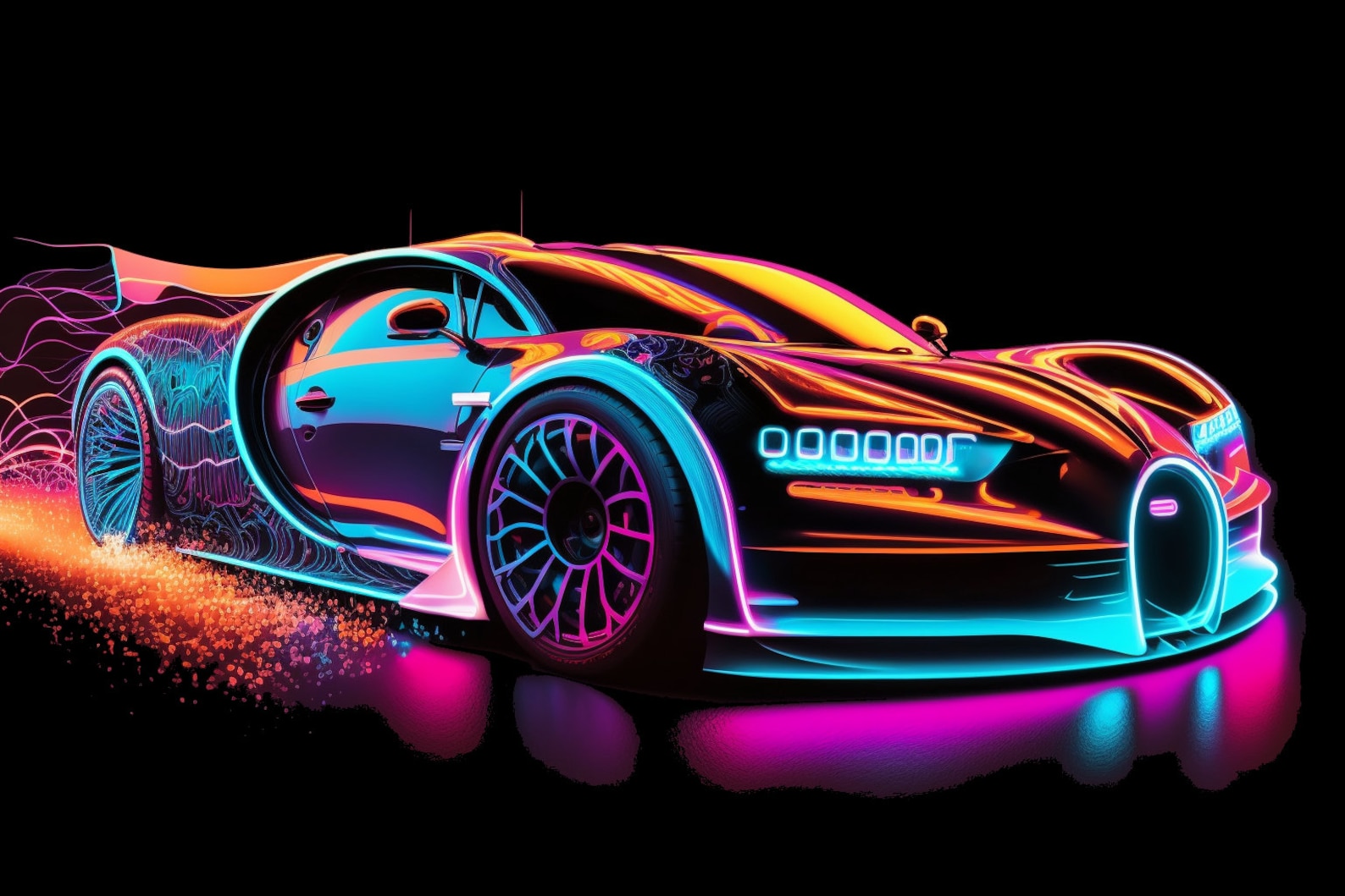 Bugatti Neon Style | Digital Downloads | Sports Car | Wall Art | Home ...
