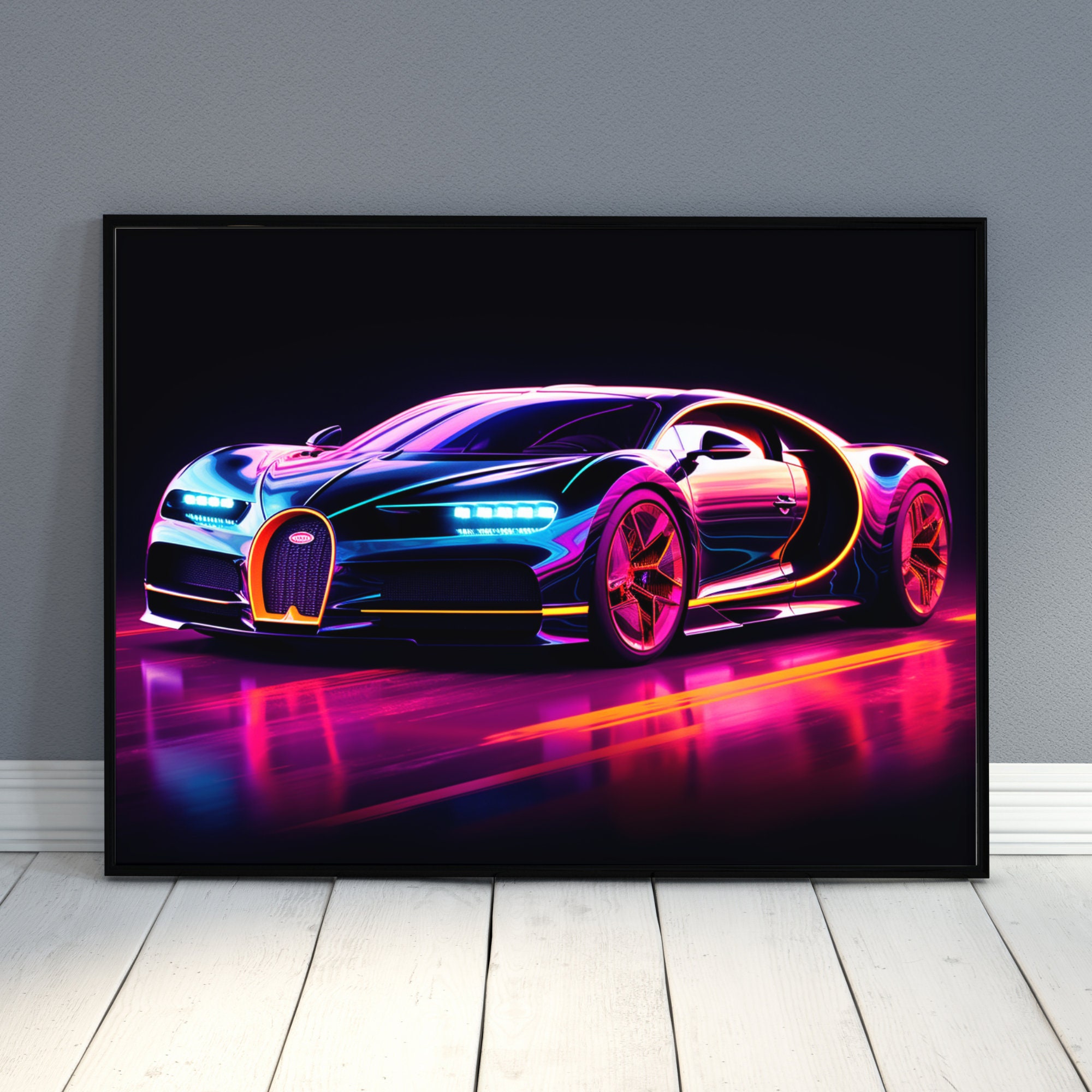 4 Neon Bugatti Car Sports Car Bugatti Wall Art Bugatti Poster Bugatti ...