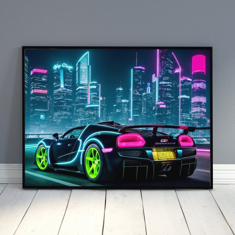 Bugatti Neon Style Four Digital Downloads Sports Car - Etsy