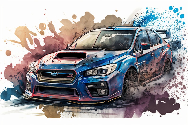 Subaru WRX Watercolor | Digital Download | Sports Car | Wall Art | Home ...