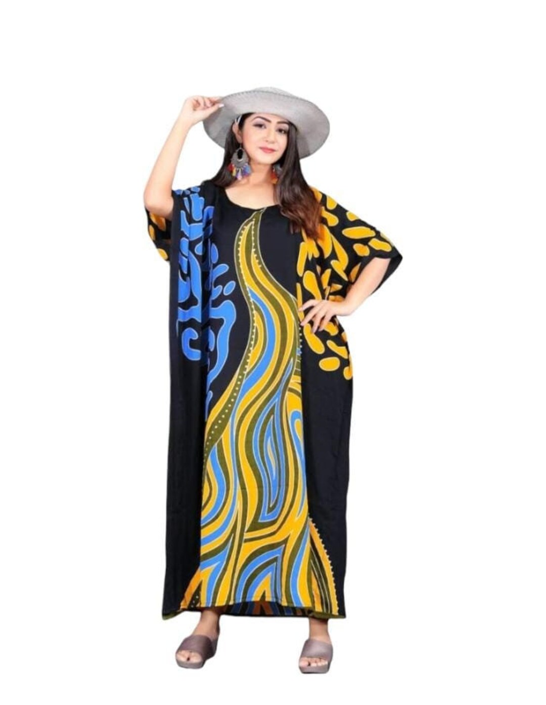 Long Kaftan Dress , Kaftan Maxi Dress, Indian Floral Kaftan , Beach ...