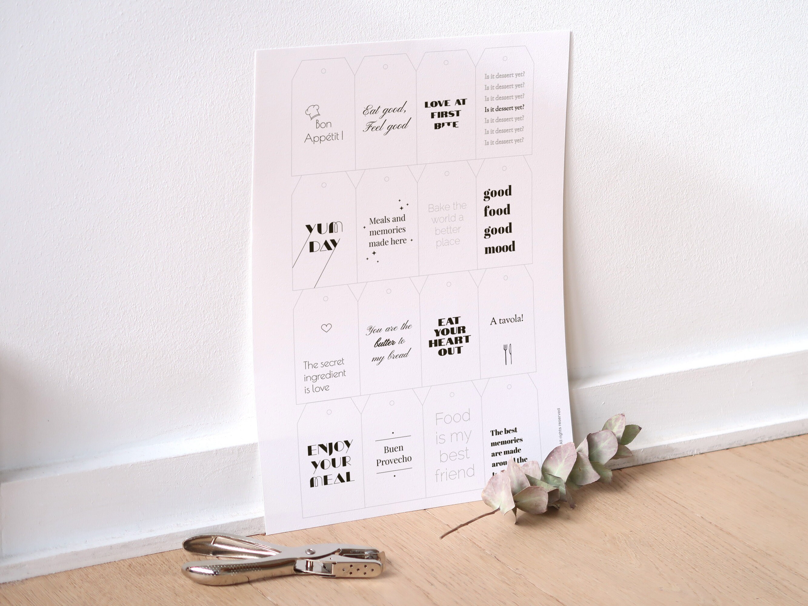 Printable Napkin Tag Kit Bon Appétit Edition Add a Sparkle of Joy to ...