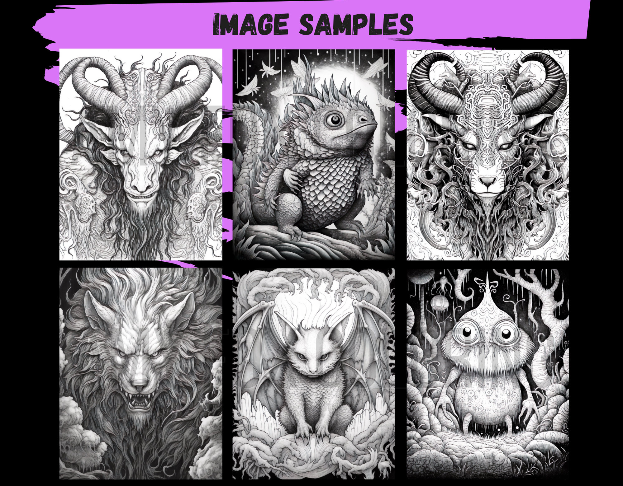 60 Darkness Creatures Coloring Pages, Adults Kids Digital Coloring ...