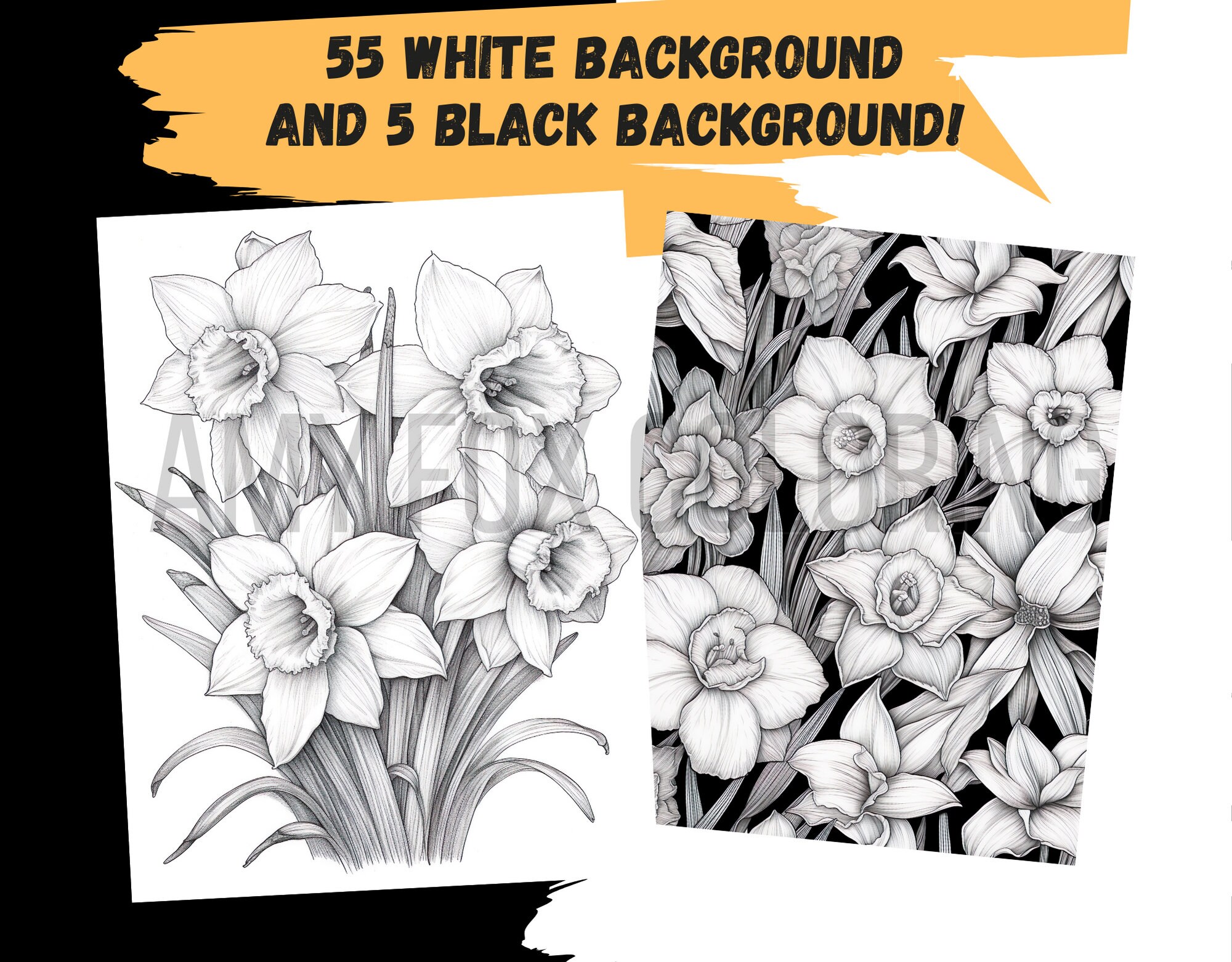 60 Outstanding Daffodils Coloring Pages, Adults Kids Digital Coloring ...