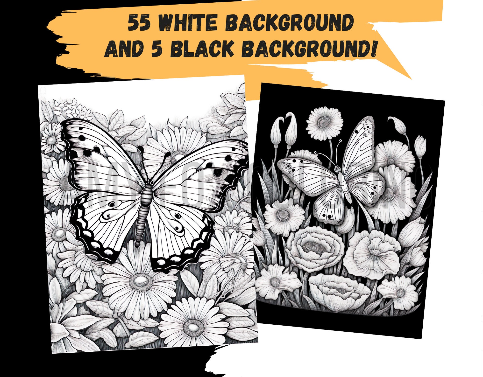 60 Stunning Butterfly Coloring Page, Adults Kids Digital Coloring ...