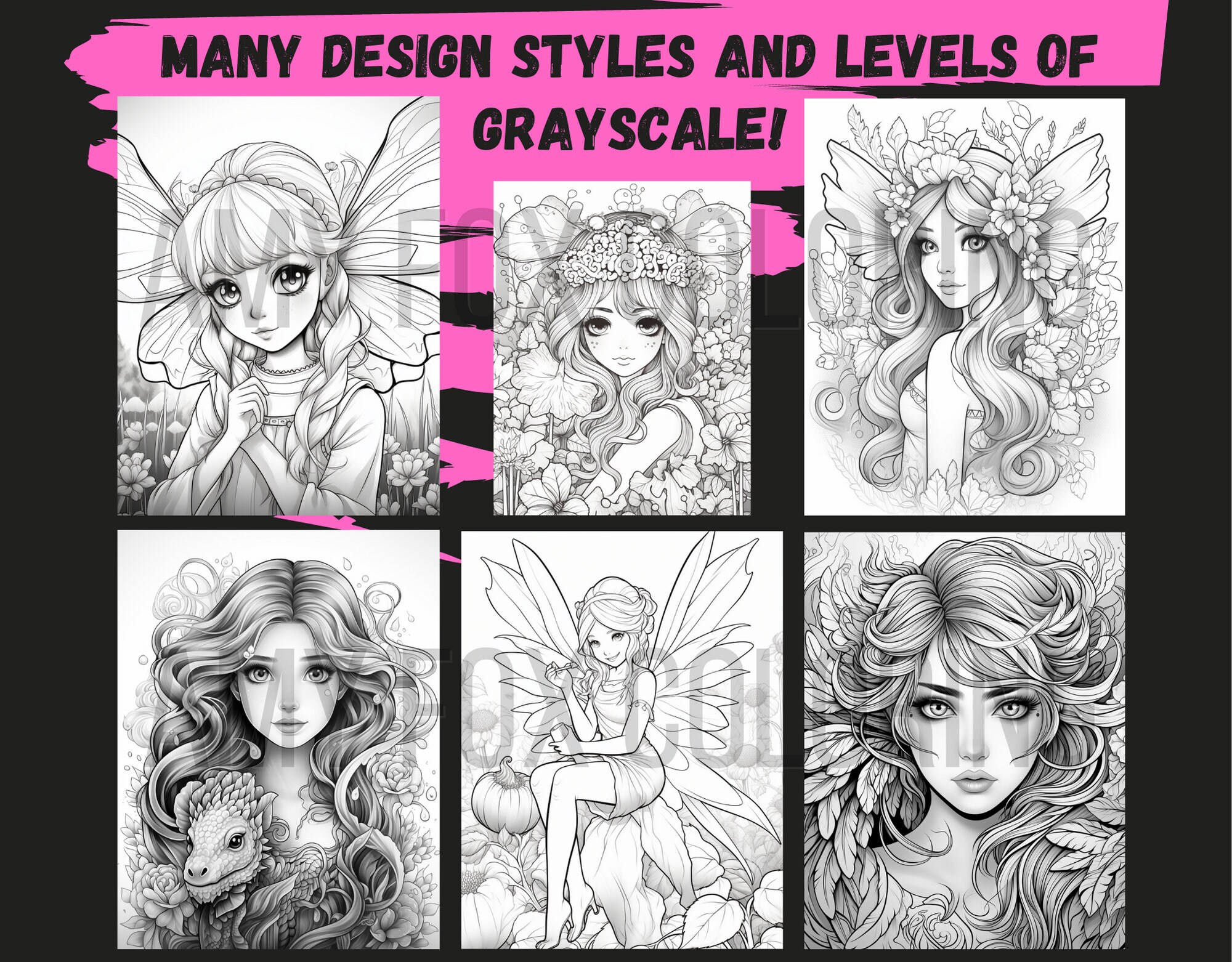 60 Forest Fairy Coloring Pages, Adults Kids Digital Coloring Sheets ...