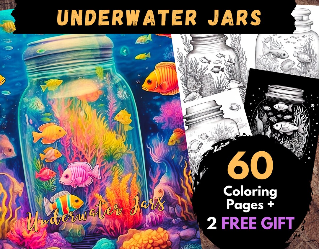 60 Underwater Jars Coloring Pages, Adults Kids Digital Coloring Sheets ...