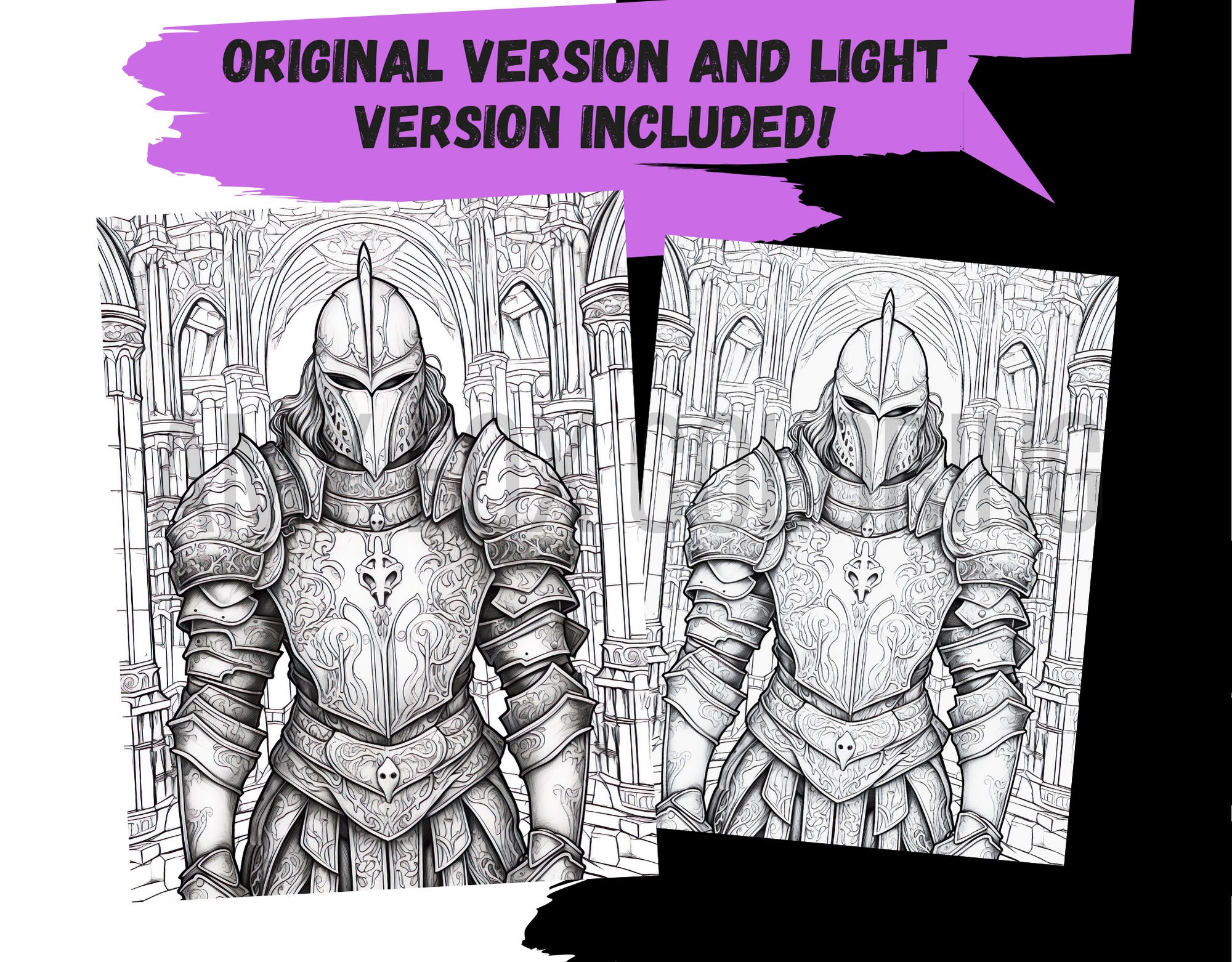 60 Medieval Knight Coloring Page, Adults Kids Digital Coloring Sheets ...