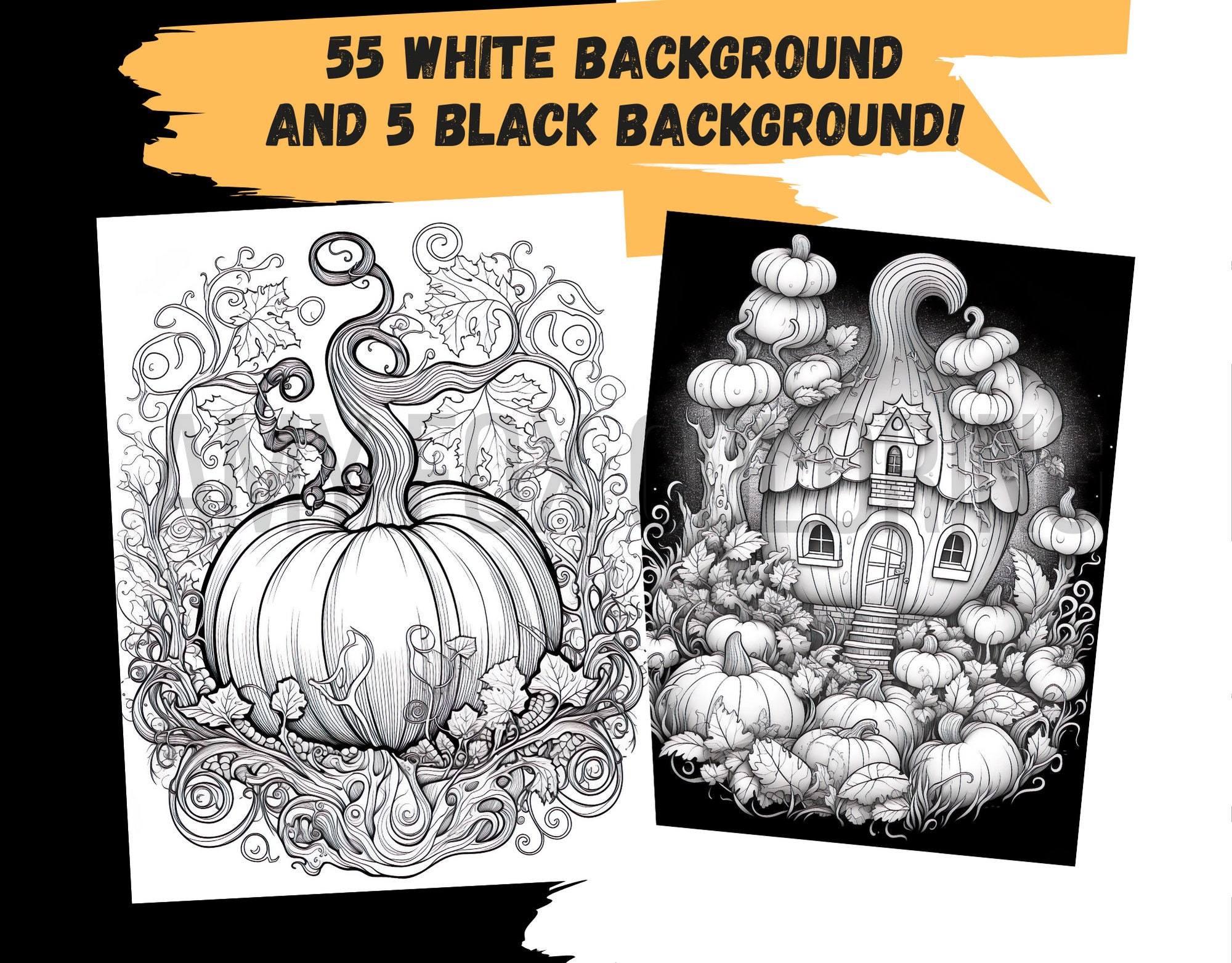 60 Fairytale Pumpkins Coloring Page, Adults Kids Digital Coloring ...