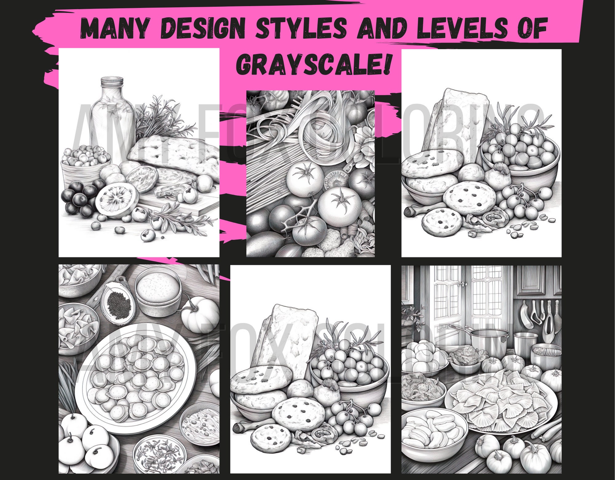 60 Delicious Italian Foods Coloring Pages, Adults Kids Digital Coloring ...