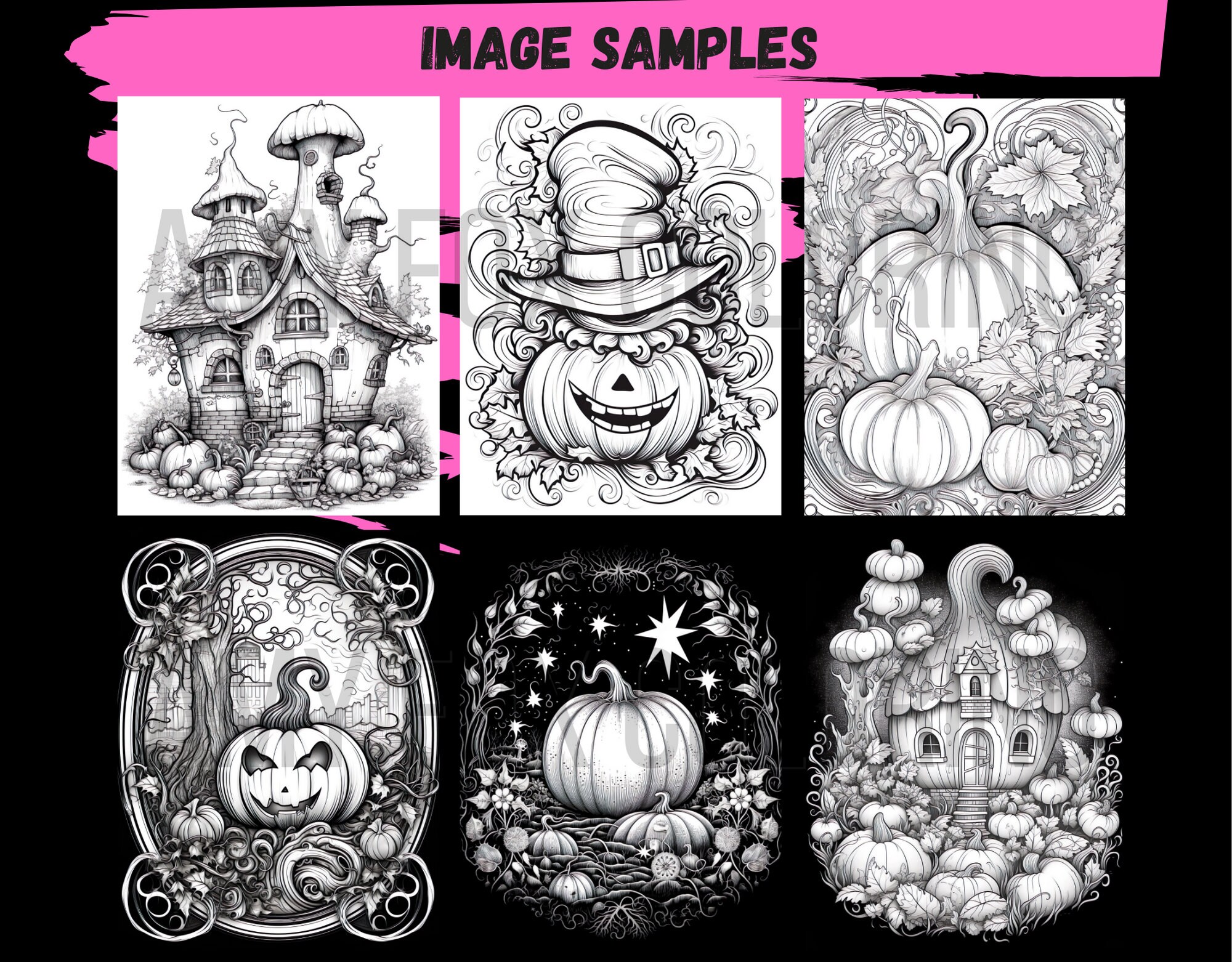 60 Fairytale Pumpkins Coloring Page, Adults Kids Digital Coloring ...