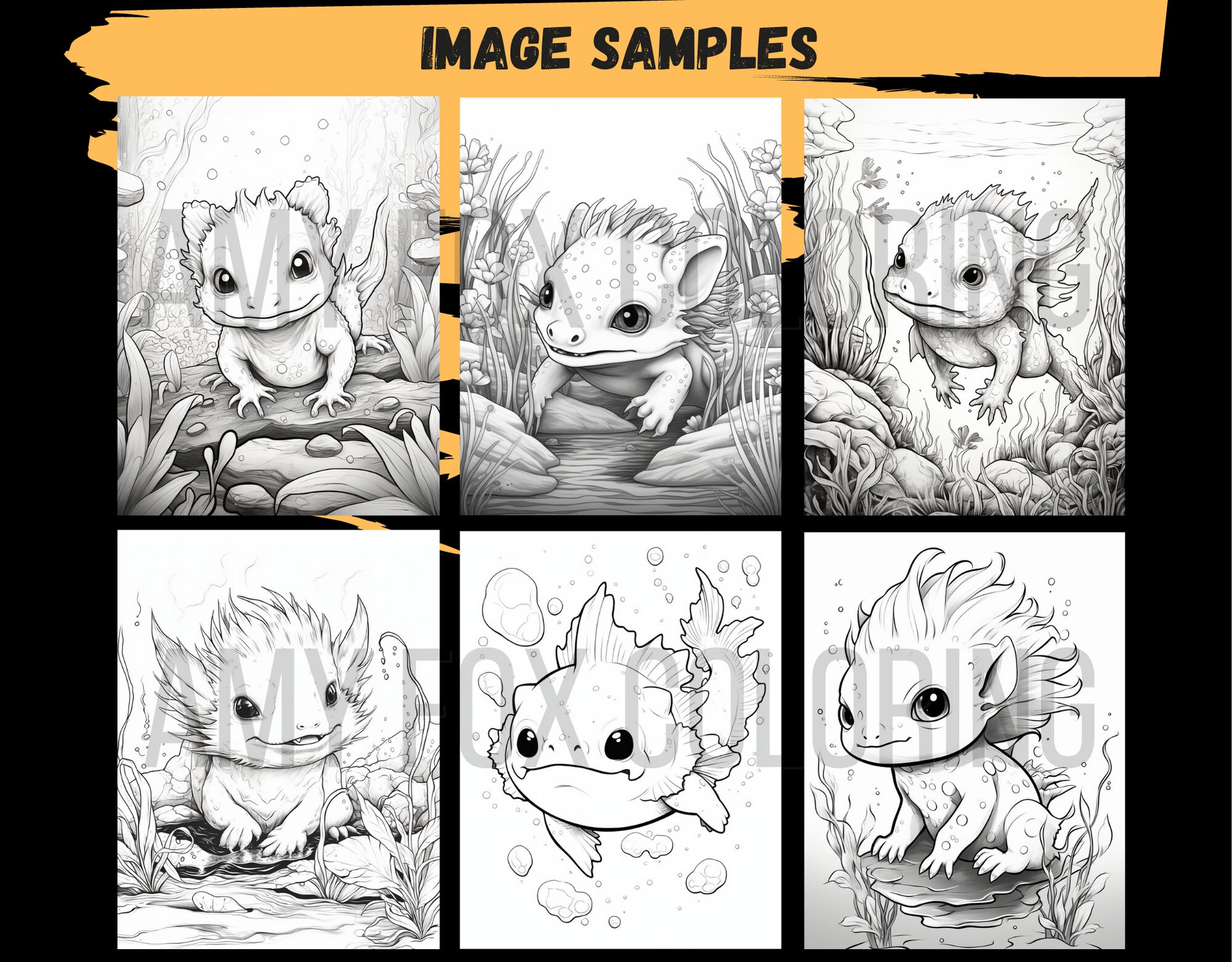 60 Axolotl Coloring Pages, Adults Kids Digital Coloring Sheets ...