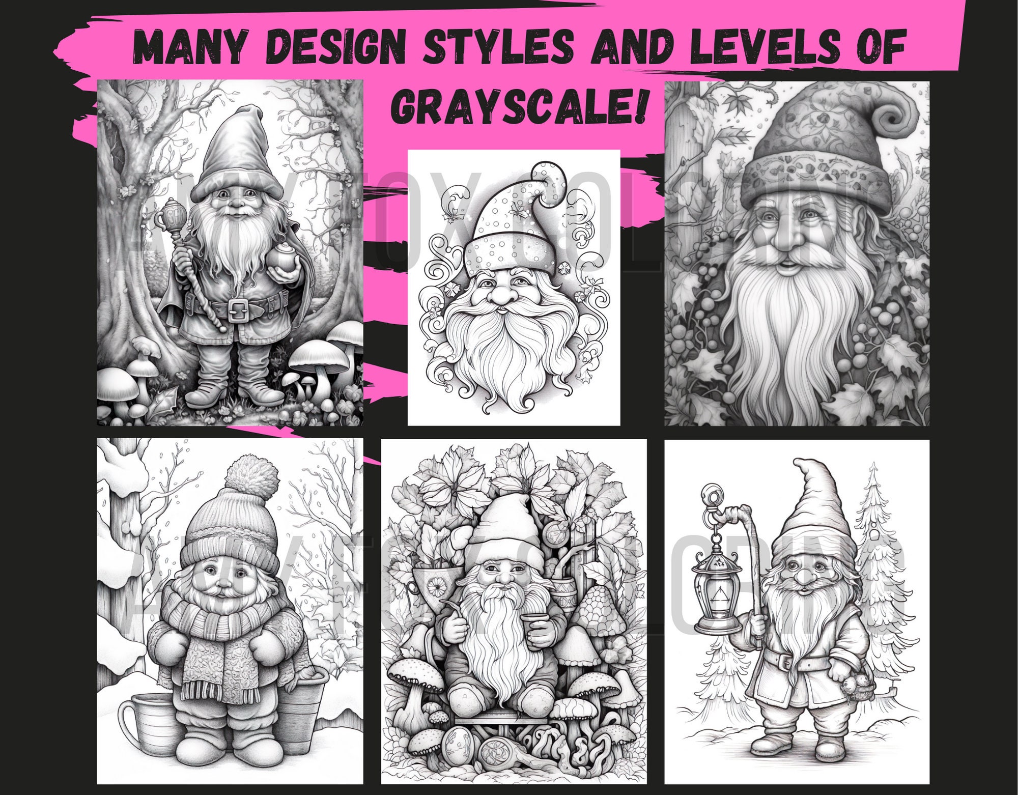 60 Winter Gnomes Coloring Pages, Adults Kids Digital Coloring Sheets ...