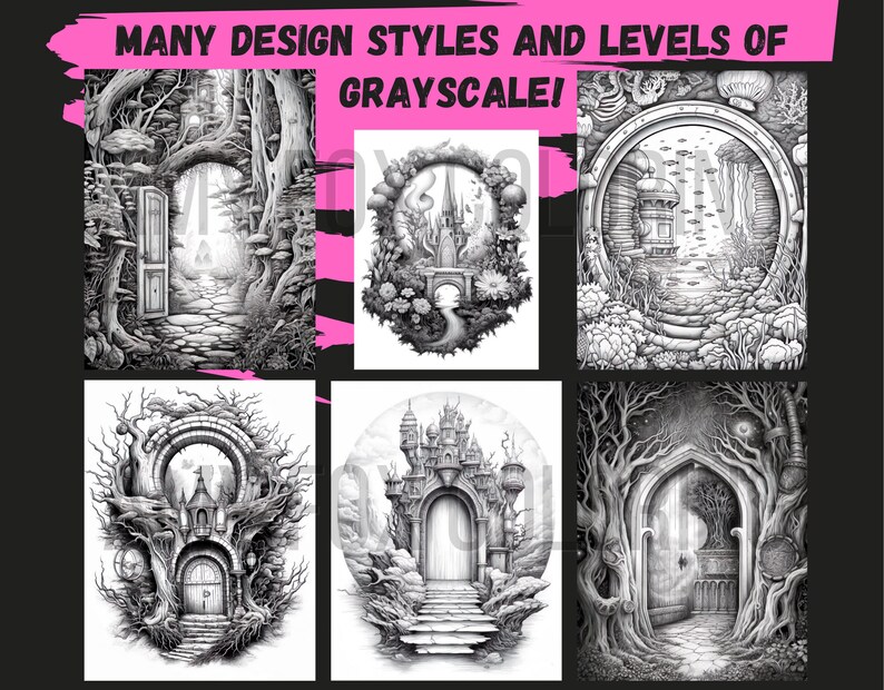 60 Magic Portals Coloring Pages, Adults Kids Digital Coloring Sheets ...
