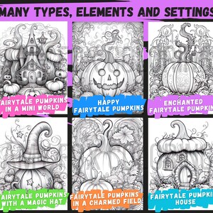 60 Fairytale Pumpkins Coloring Page, Adults Kids Digital Coloring ...