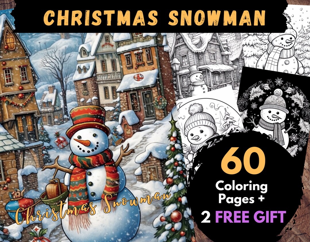 60 Christmas Snowman Coloring Page, Adults Kids Digital Coloring Sheets ...
