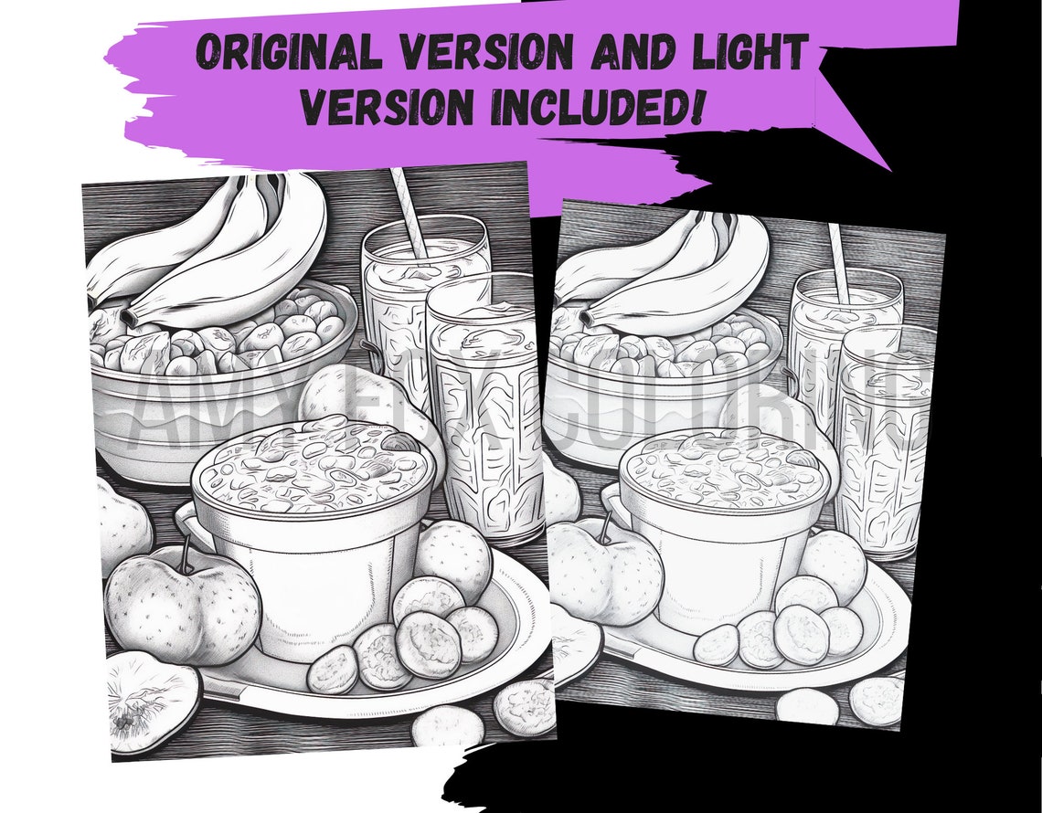 60 Tasty Breakfasts Coloring Pages, Adults Kids Digital Coloring Sheets ...