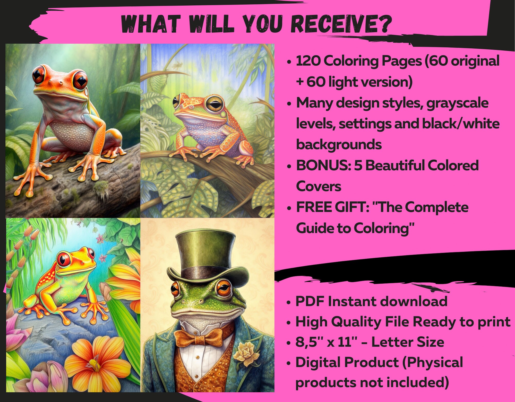 60 the Secret Life of a Frog Coloring Pages, Adults Kids Digital ...