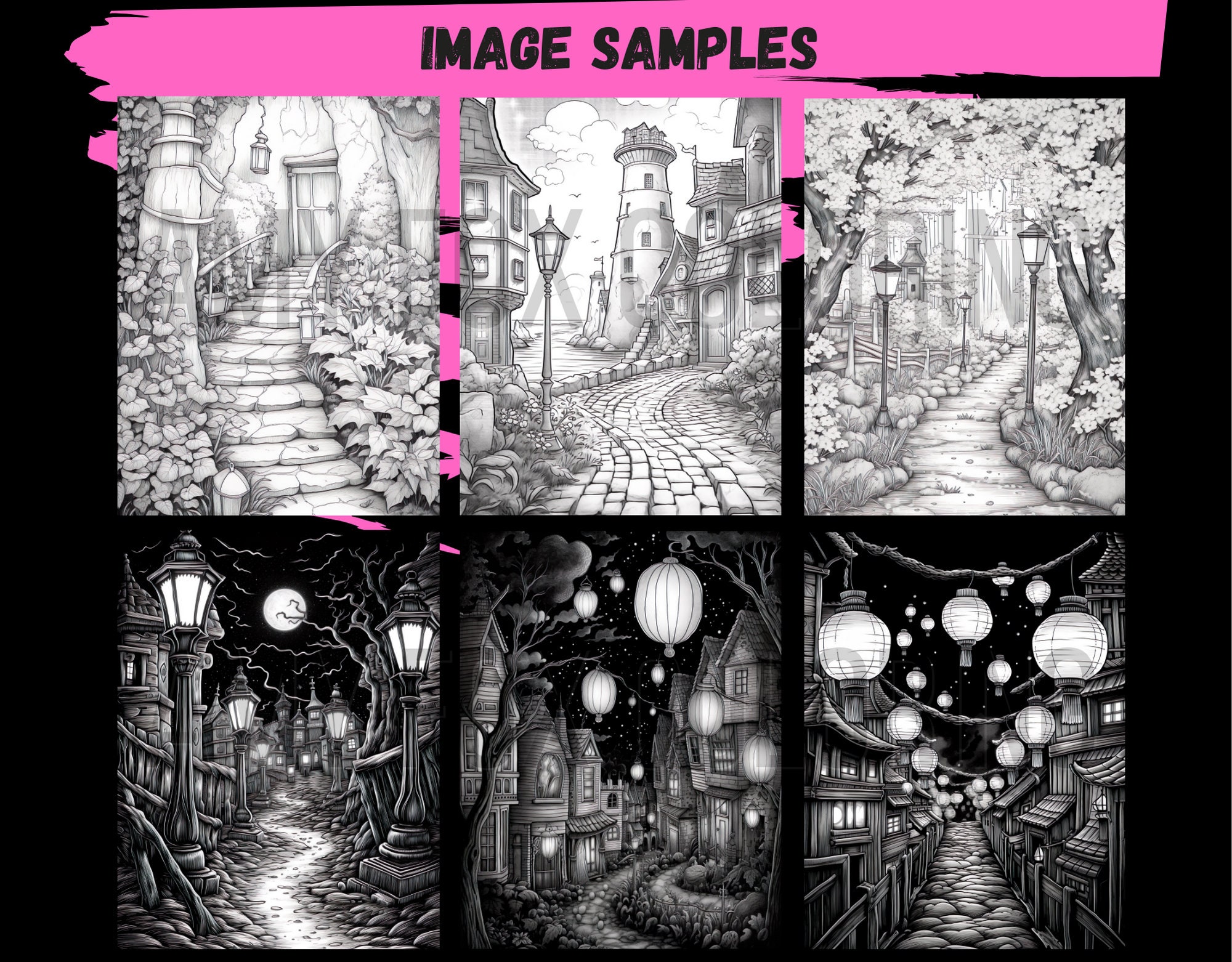 60 Magic Lantern Lit Paths Coloring Pages, Adults Kids Digital Coloring ...