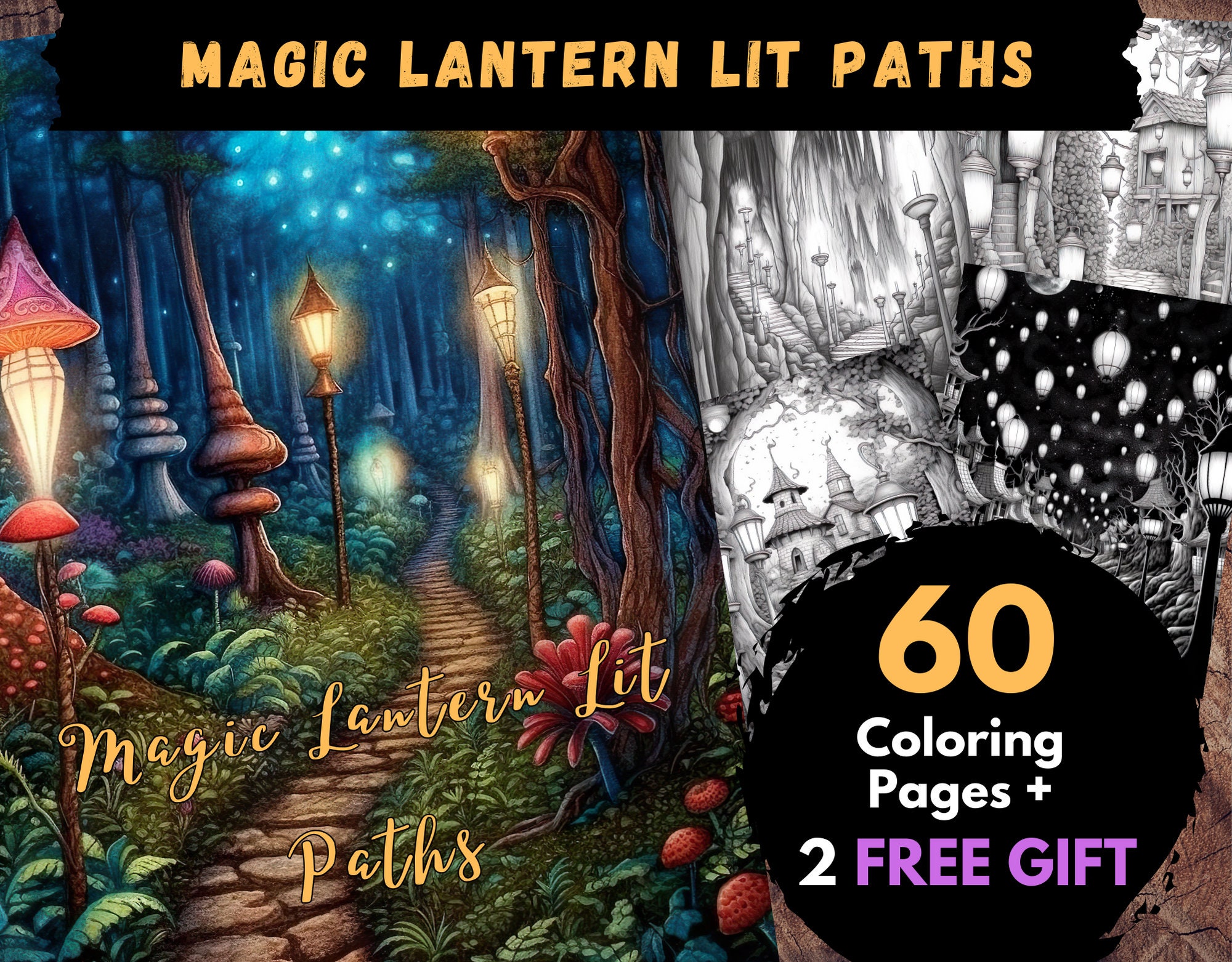 60 Magic Lantern Lit Paths Coloring Pages, Adults Kids Digital Coloring ...