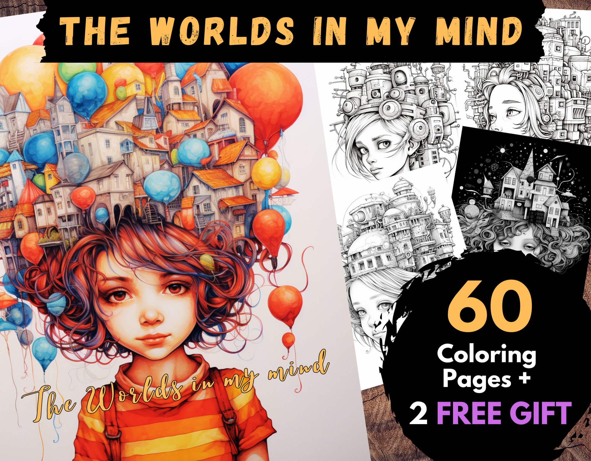 60 the Worlds in My Mind Coloring Page, Adults Kids Digital Coloring ...