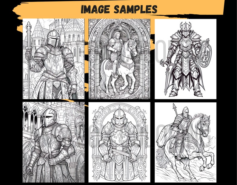 60 Medieval Knight Coloring Page, Adults Kids Digital Coloring Sheets ...