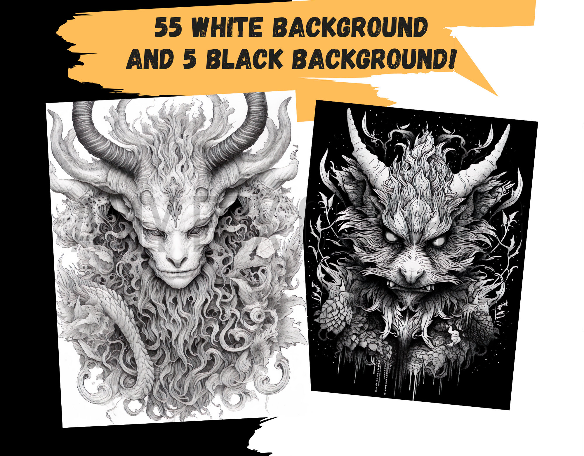 60 Darkness Creatures Coloring Pages, Adults Kids Digital Coloring ...