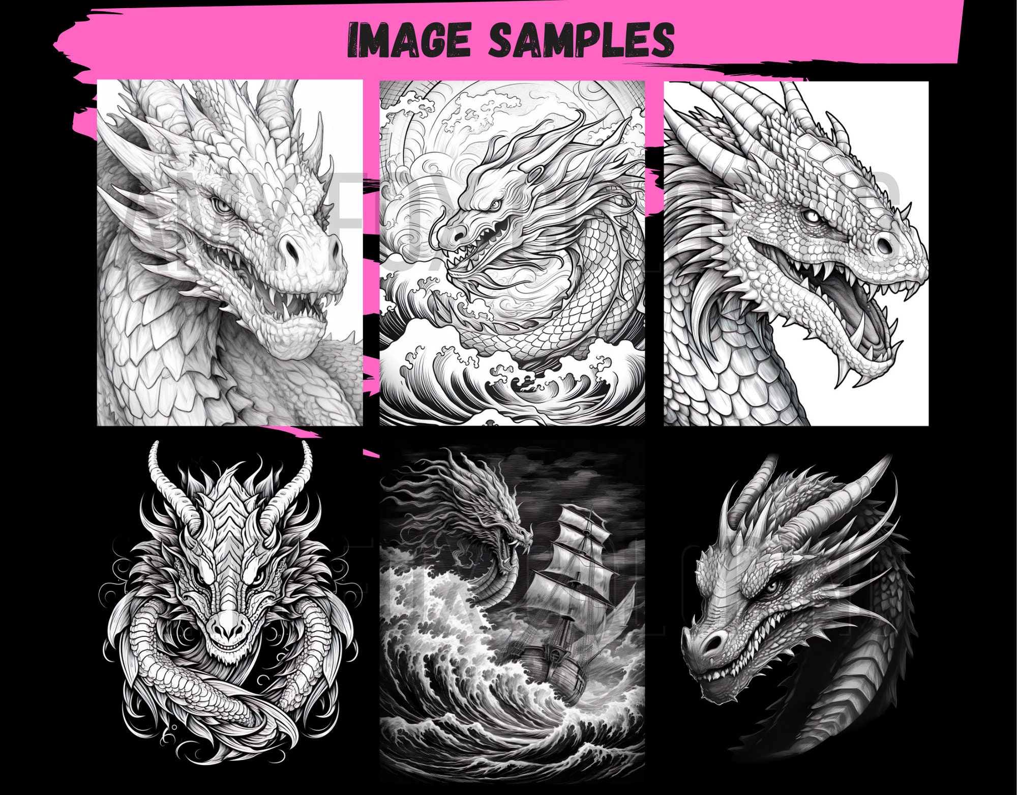 60 Fantasy Dragon Coloring Page, Adults Kids Digital Coloring Sheets ...