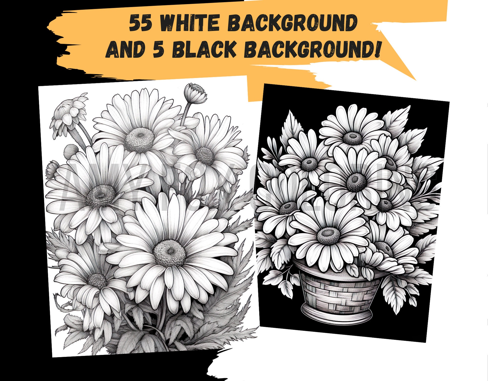 60 Stunning Daisies Coloring Pages, Adults Kids Digital Coloring Sheets ...