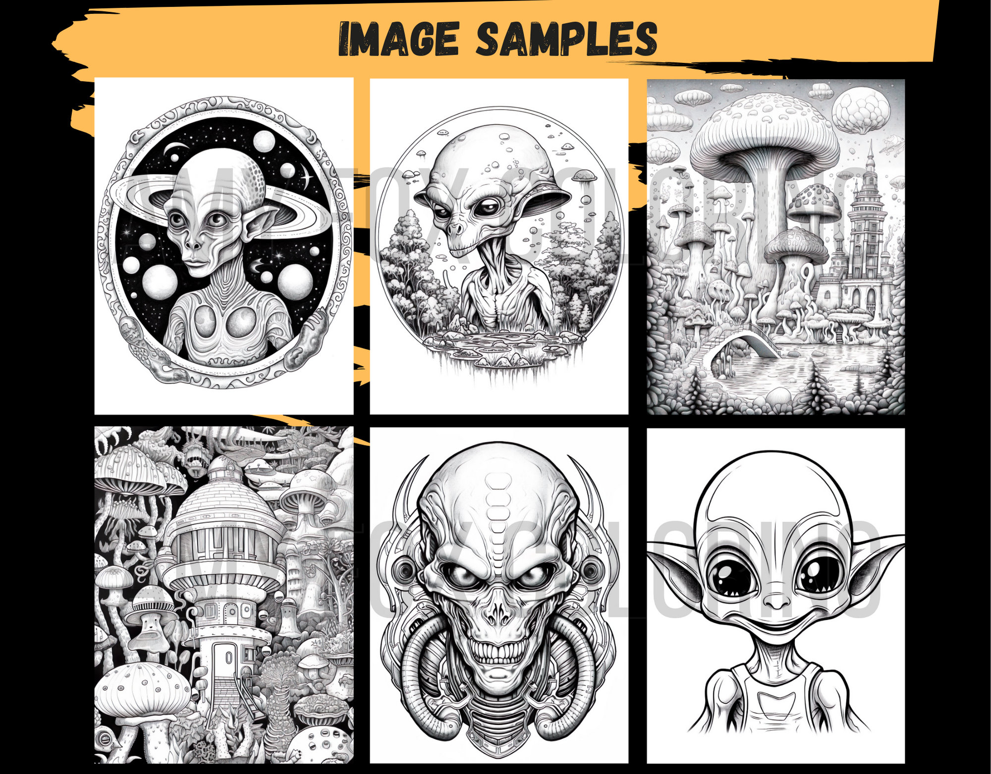 60 Alien Worlds Coloring Pages Adults Kids Digital Coloring - Etsy