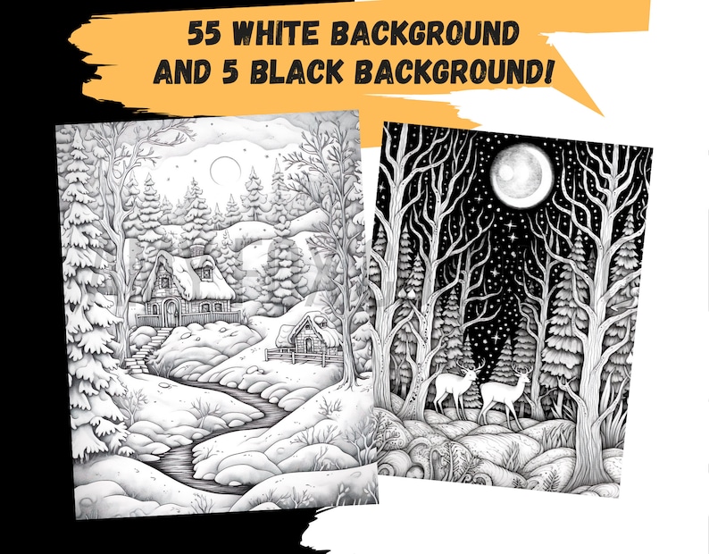 60 Winter Wonderland Coloring Pages, Adults Kids Digital Coloring ...