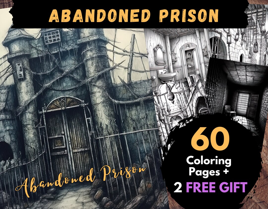 60 Abandoned Prison Coloring Pages, Adults Kids Digital Coloring Sheets ...