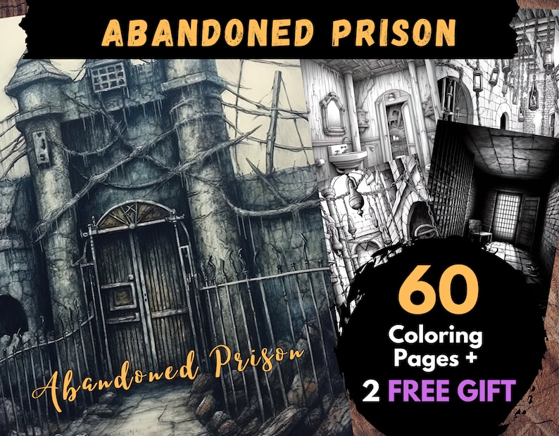 60 Abandoned Prison Coloring Pages, Adults Kids Digital Coloring Sheets ...