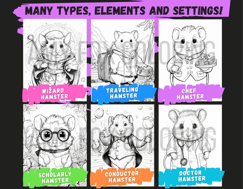 60 the Secret Life of a Hamster Coloring Page, Adults Kids Digital ...