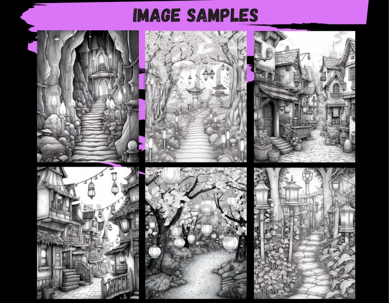 60 Magic Lantern Lit Paths Coloring Pages, Adults Kids Digital Coloring ...