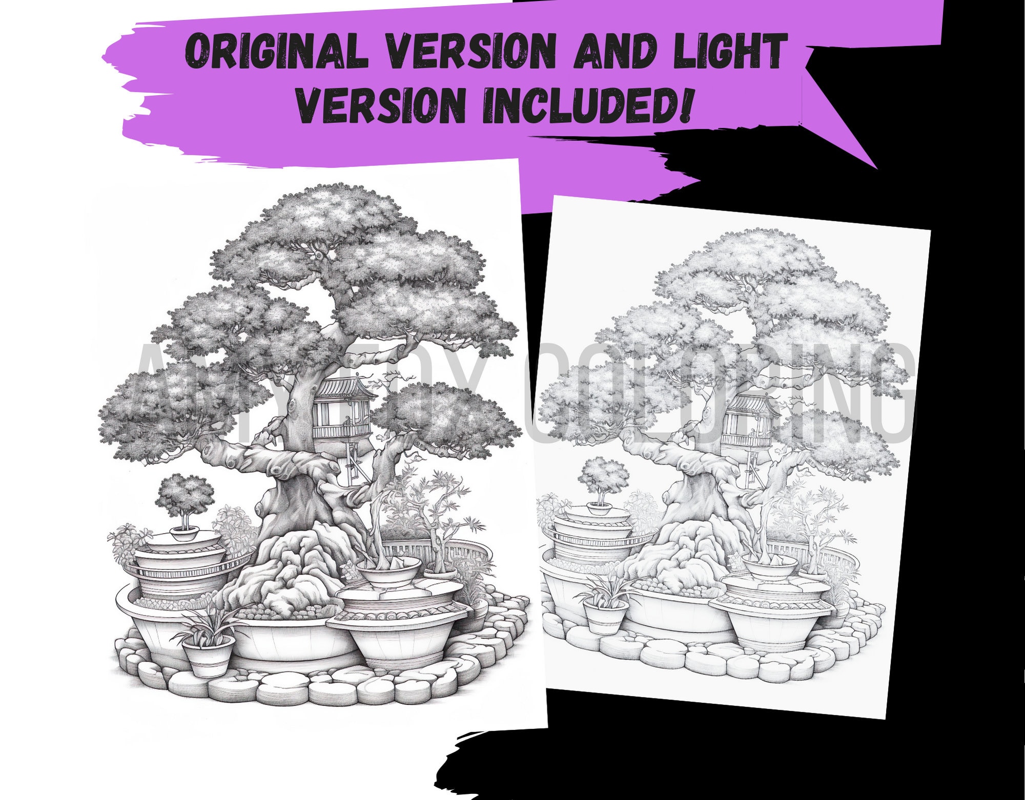 60 Bonsai Trees Coloring Pages Adults Kids Digital Coloring - Etsy