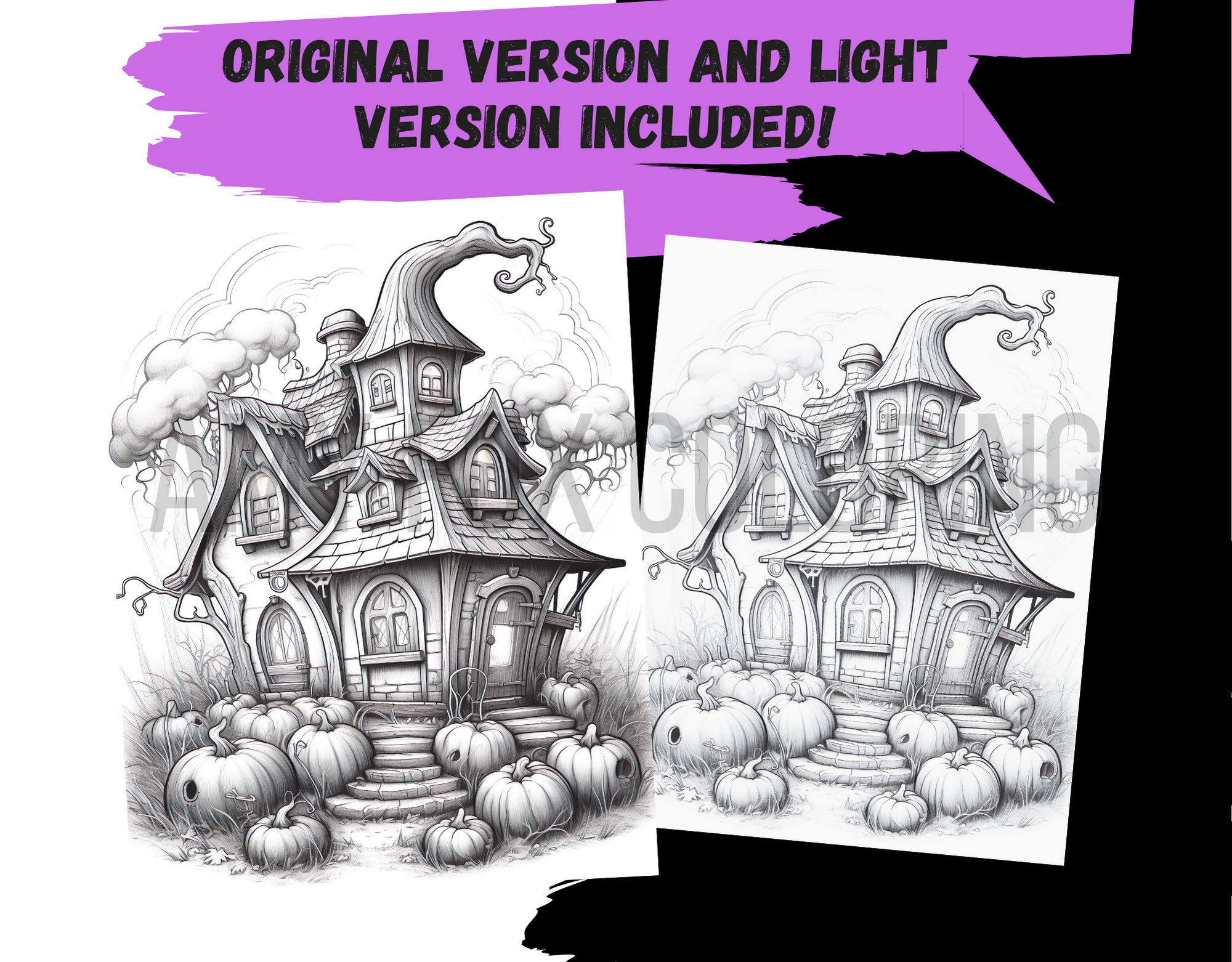 60 Fairytale Pumpkins Coloring Page, Adults Kids Digital Coloring ...