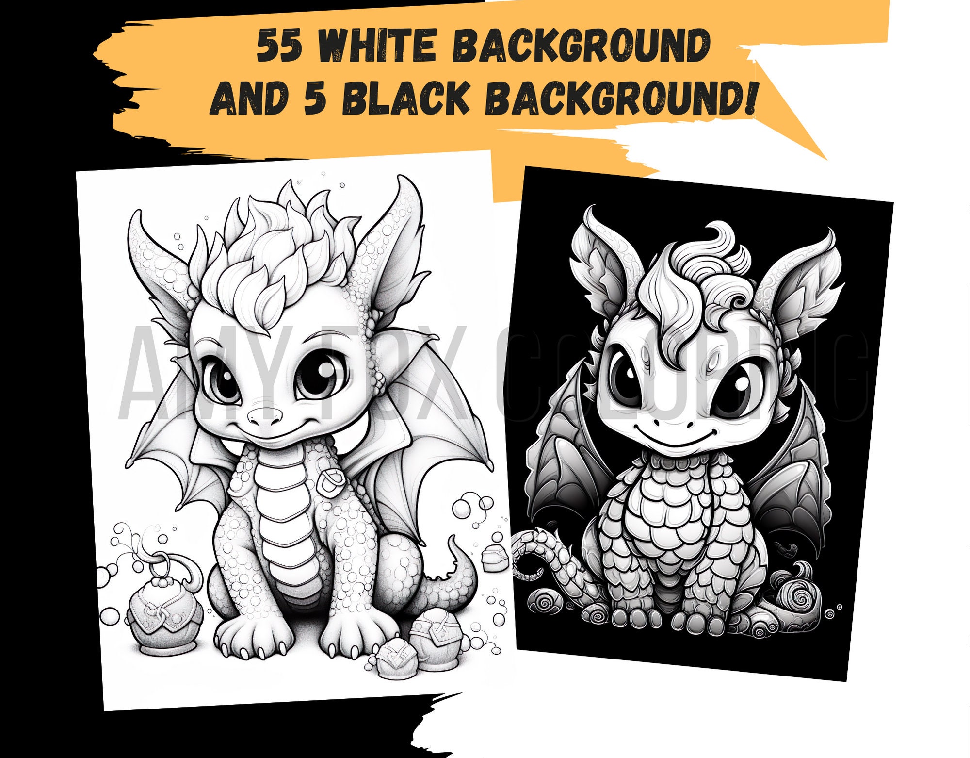 60 Cute Baby Dragons Coloring Pages, Adults Kids Digital Coloring ...