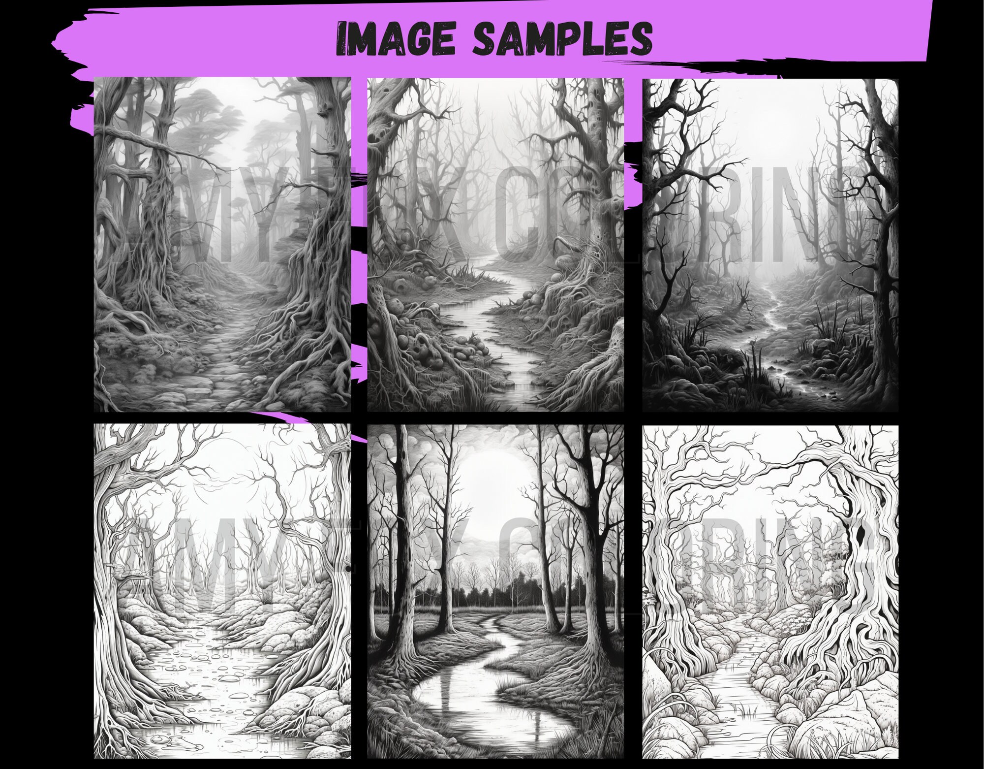 60 Haunted Forest Coloring Page, Adults Kids Digital Coloring Sheets ...