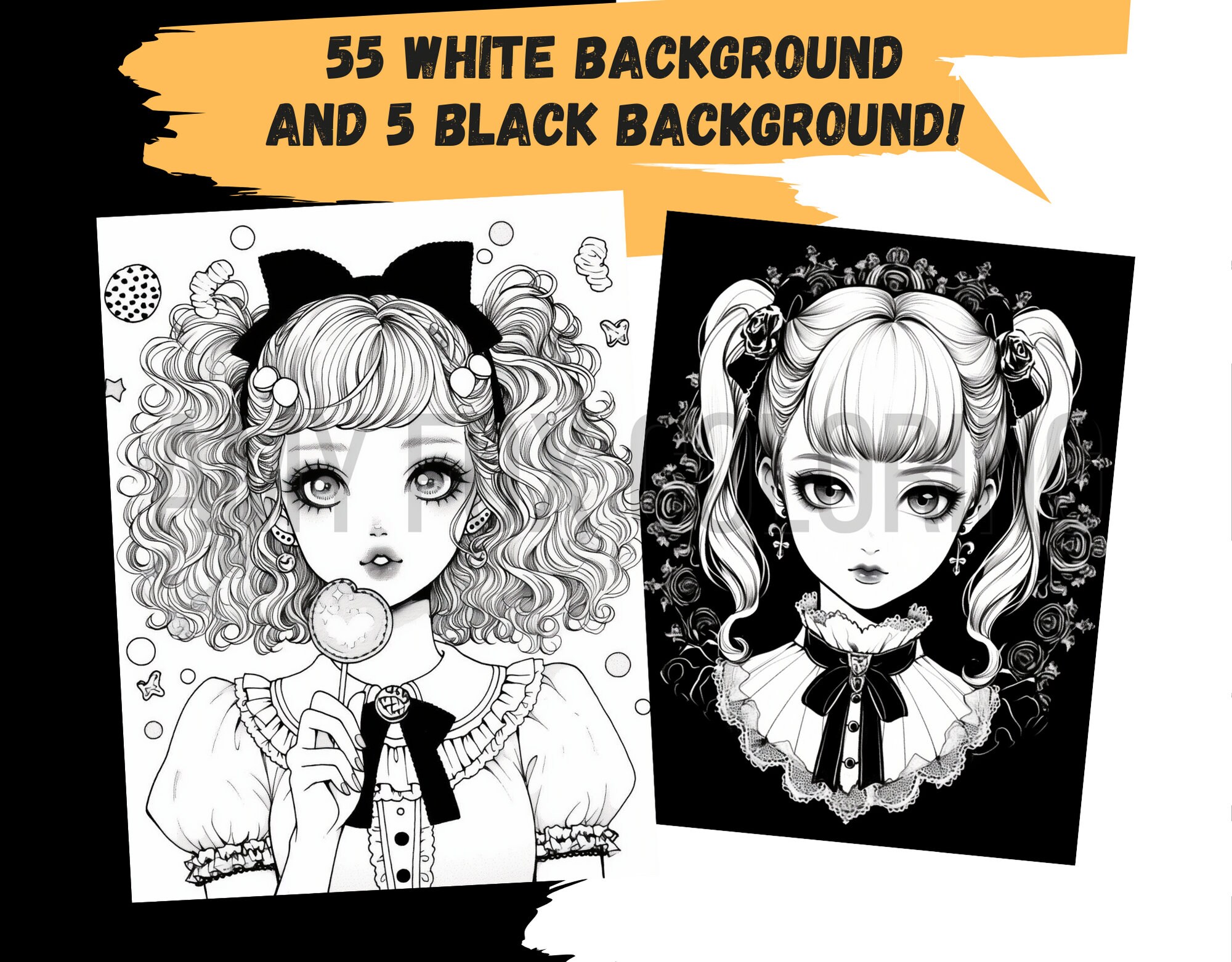 60 Gothic Girls Coloring Page Adults Kids Digital Coloring - Etsy