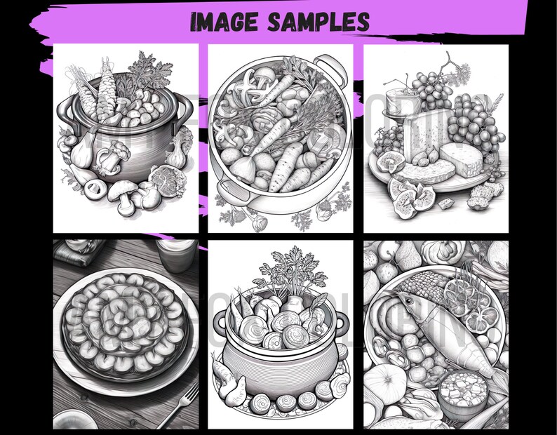 60 French Traditional Foods Coloring Pages, Adults Kids Digital ...