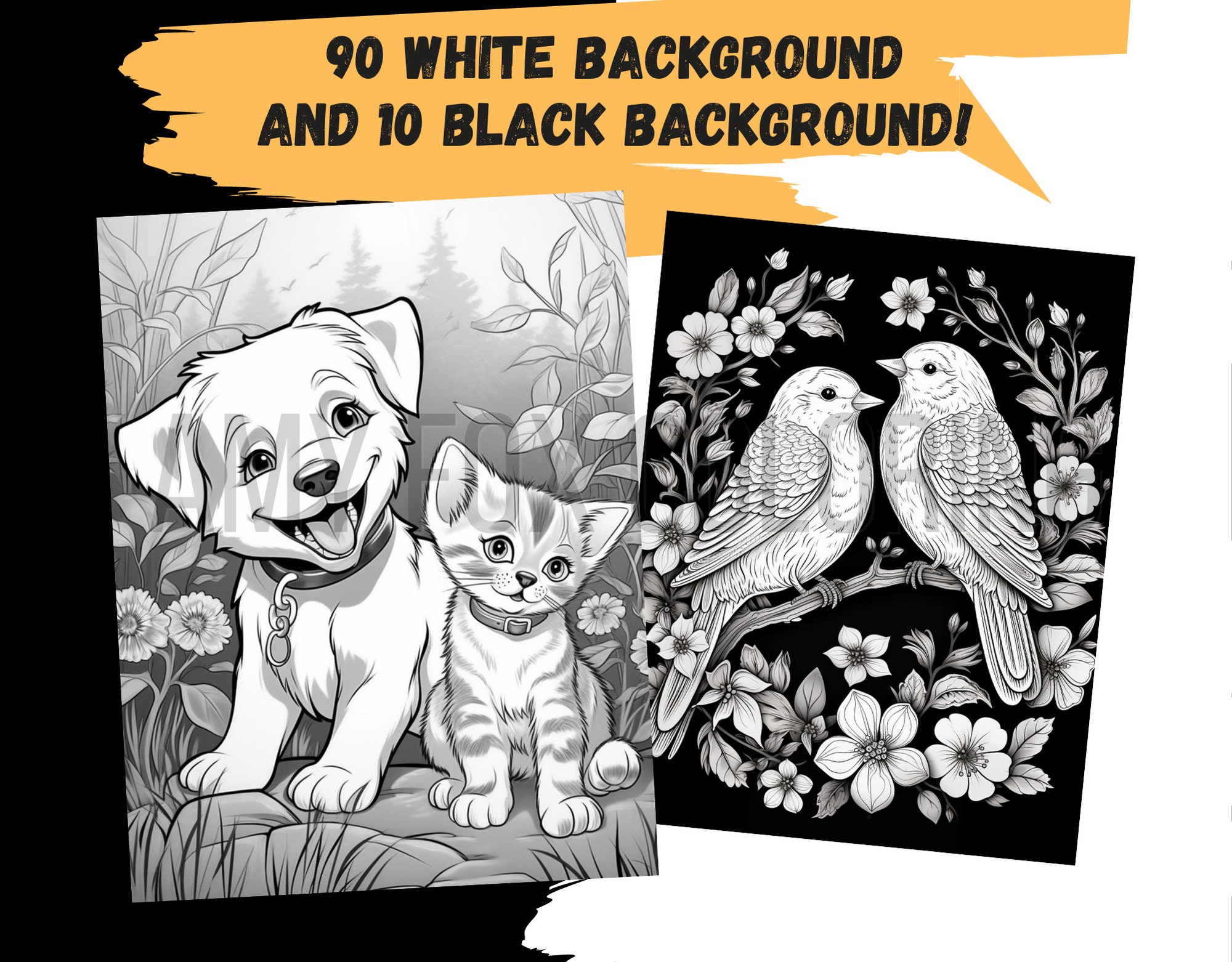 100 Cute Baby Animals Coloring Pages, Adults Kids Digital Coloring ...