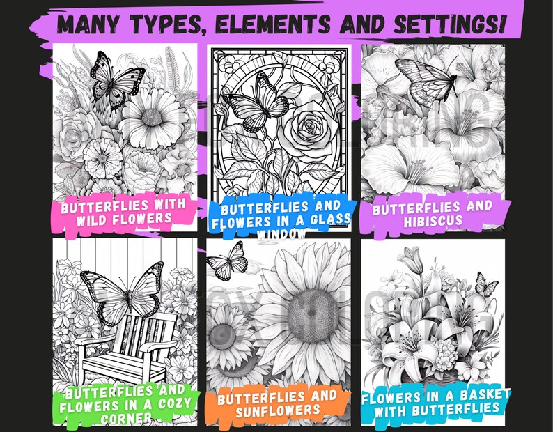 60 Outstanding Butterflies and Flowers Coloring Pages, Adults Kids ...