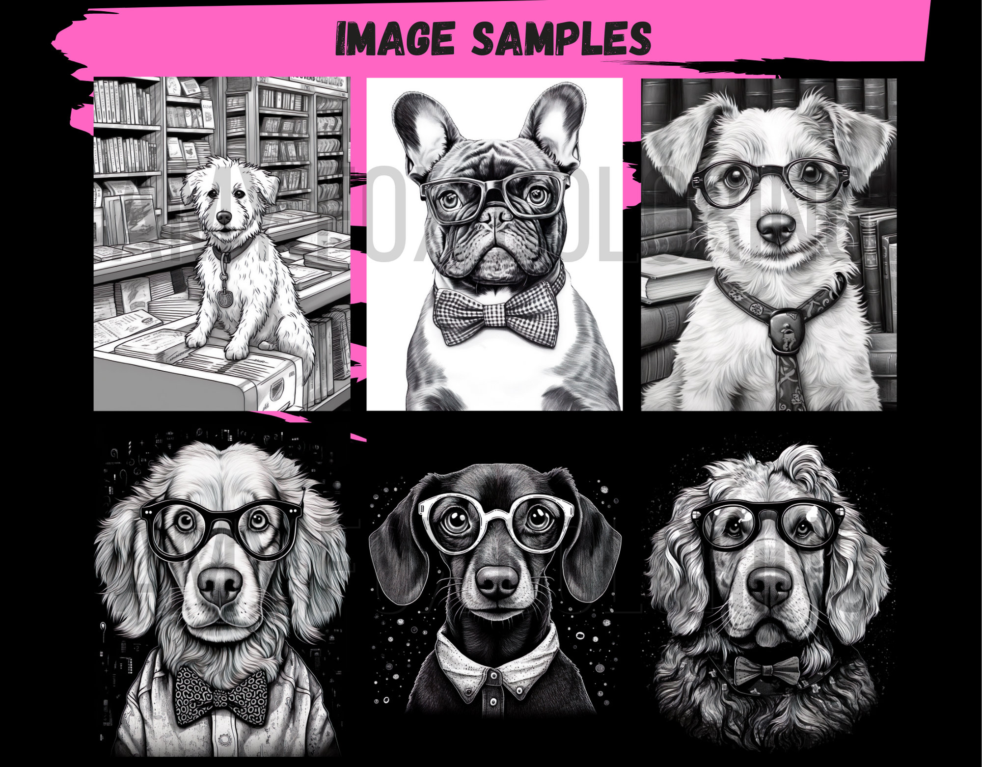 60 Nerd Dogs Coloring Pages, Adults Kids Digital Coloring Sheets ...