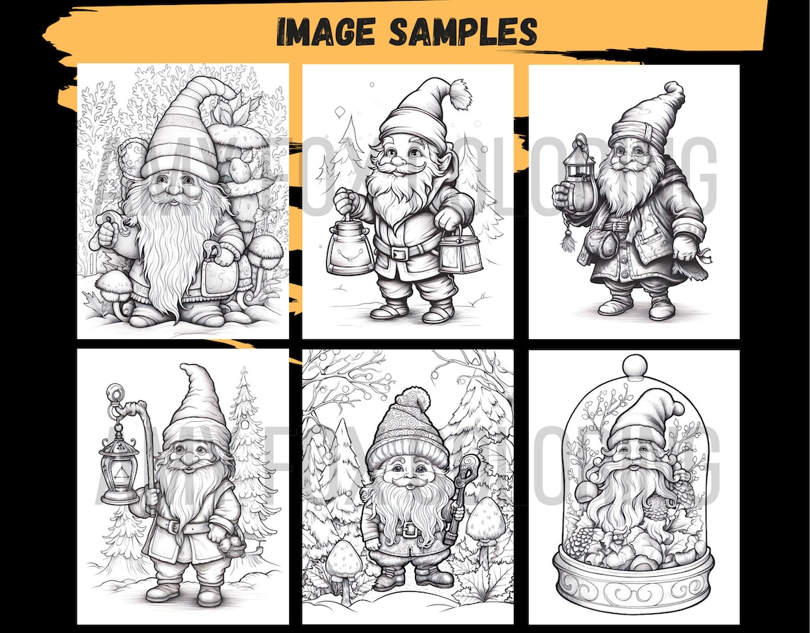 60 Winter Gnomes Coloring Pages, Adults Kids Digital Coloring Sheets ...