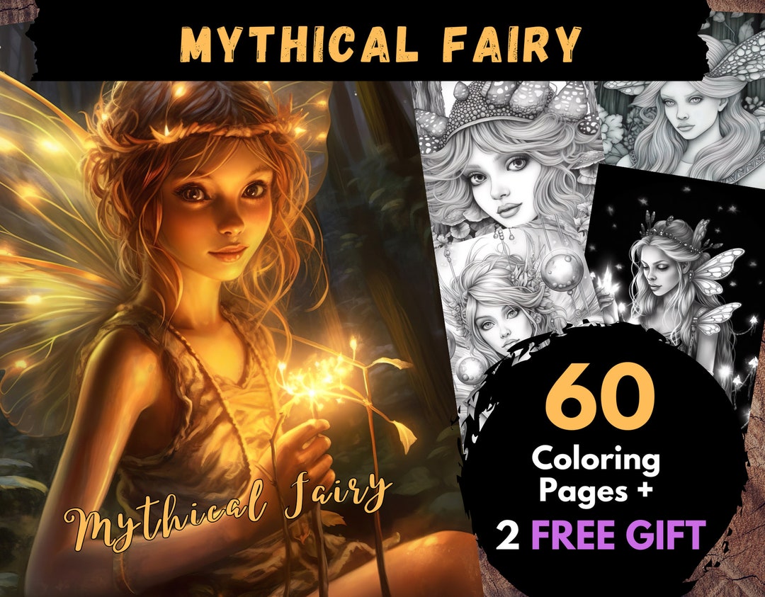 60 Mythical Fairy Coloring Pages, Adults Kids Digital Coloring Sheets ...