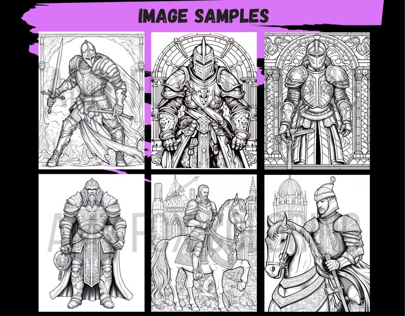 60 Medieval Knight Coloring Page, Adults Kids Digital Coloring Sheets ...