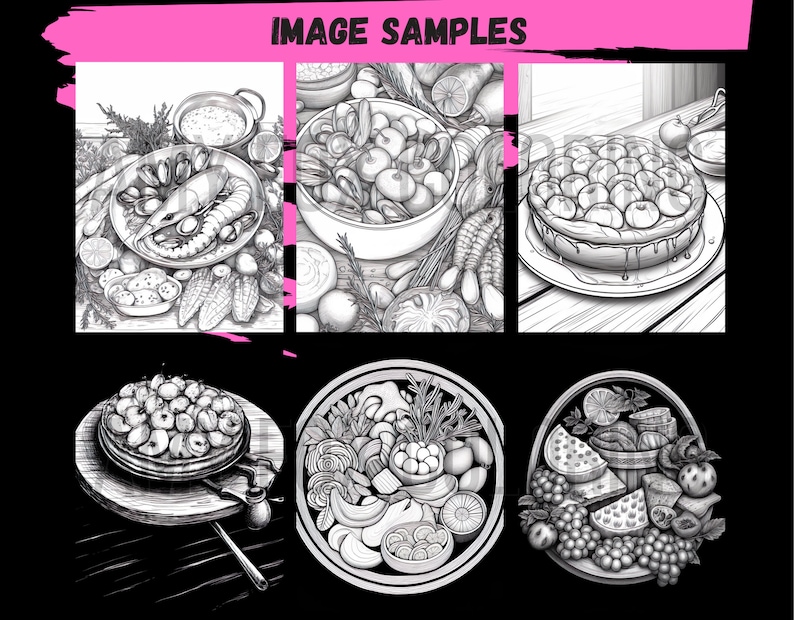 60 French Traditional Foods Coloring Pages, Adults Kids Digital ...