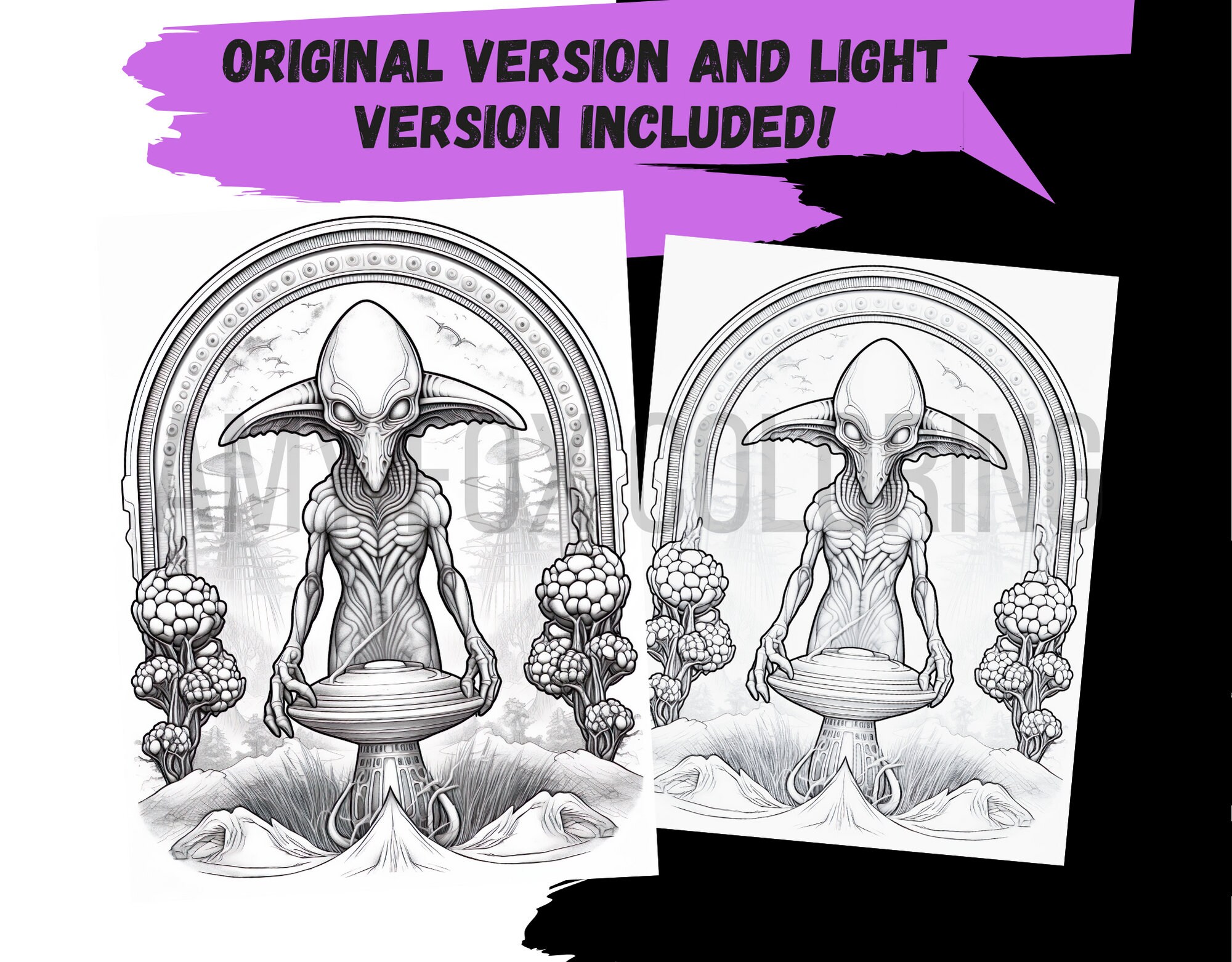 60 Alien Worlds Coloring Pages Adults Kids Digital Coloring - Etsy